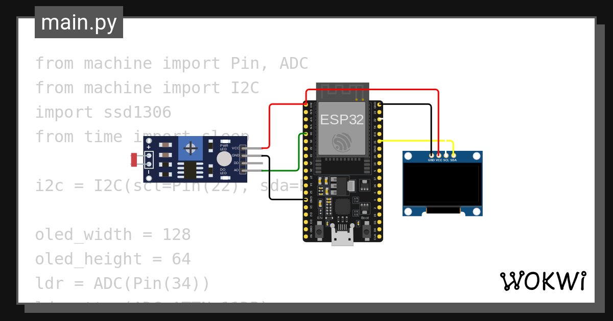 Display Oled Esp32 Sensor Ldr Wokwi Esp32 Stm32 Arduino Simulator 1040