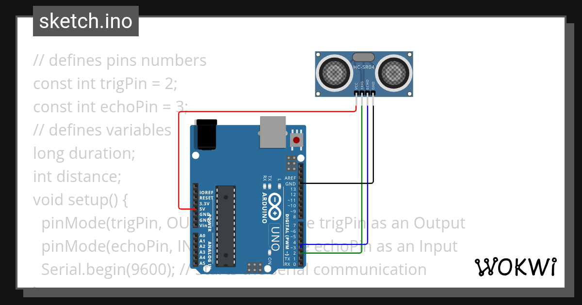 ultrasonic sensor - Wokwi ESP32, STM32, Arduino Simulator