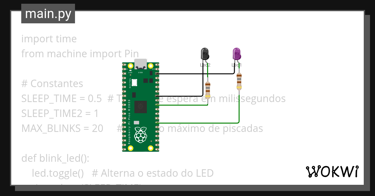 Piscar Leds - Wokwi ESP32, STM32, Arduino Simulator