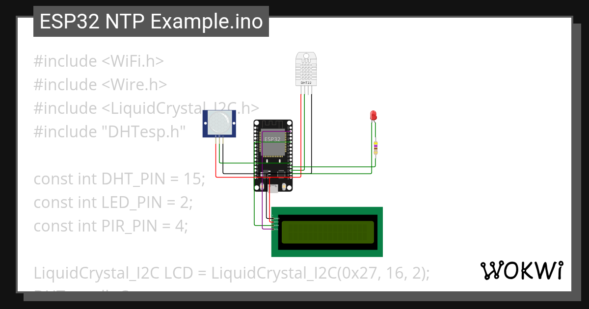 Bài 1: ESP32 Display Time to LCD.ino MQTT - Wokwi ESP32, STM32, Arduino Simulator