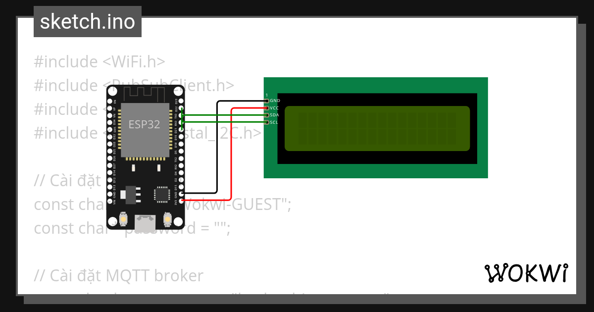 MQTT-LCD - Wokwi ESP32, STM32, Arduino Simulator