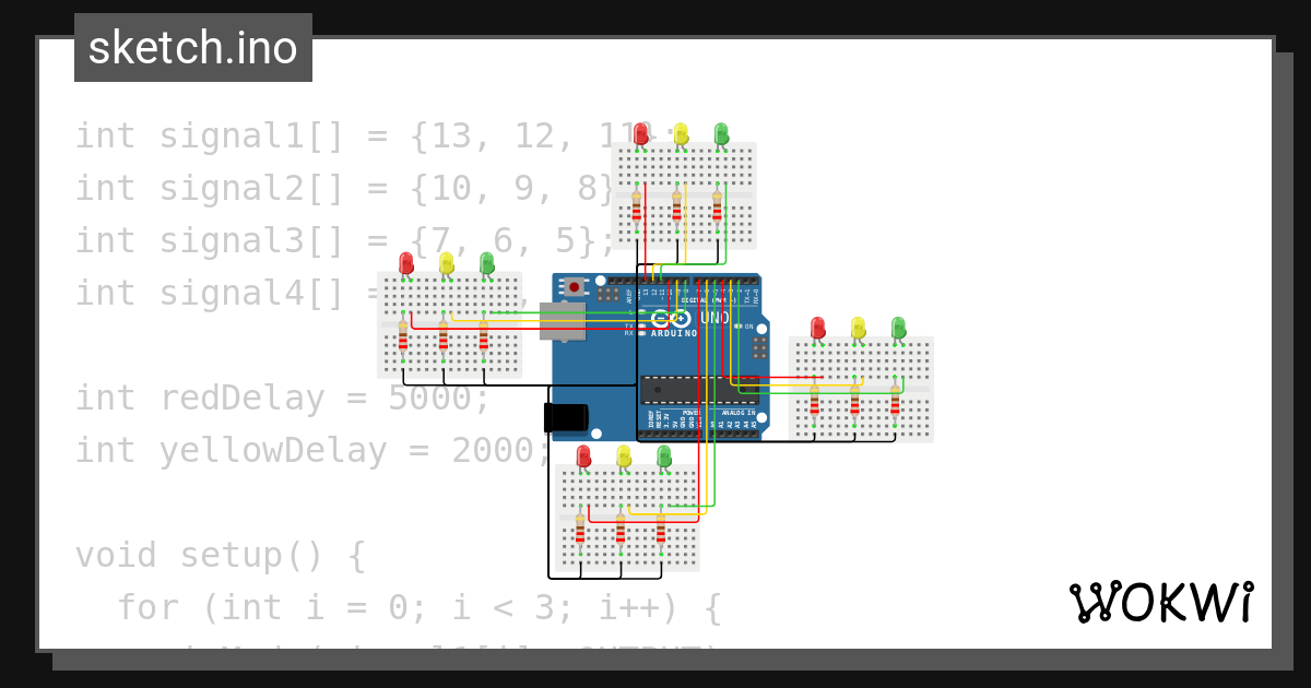 Intersection Traffic Lights Wokwi Esp32 Stm32 Arduino Simulator 0509