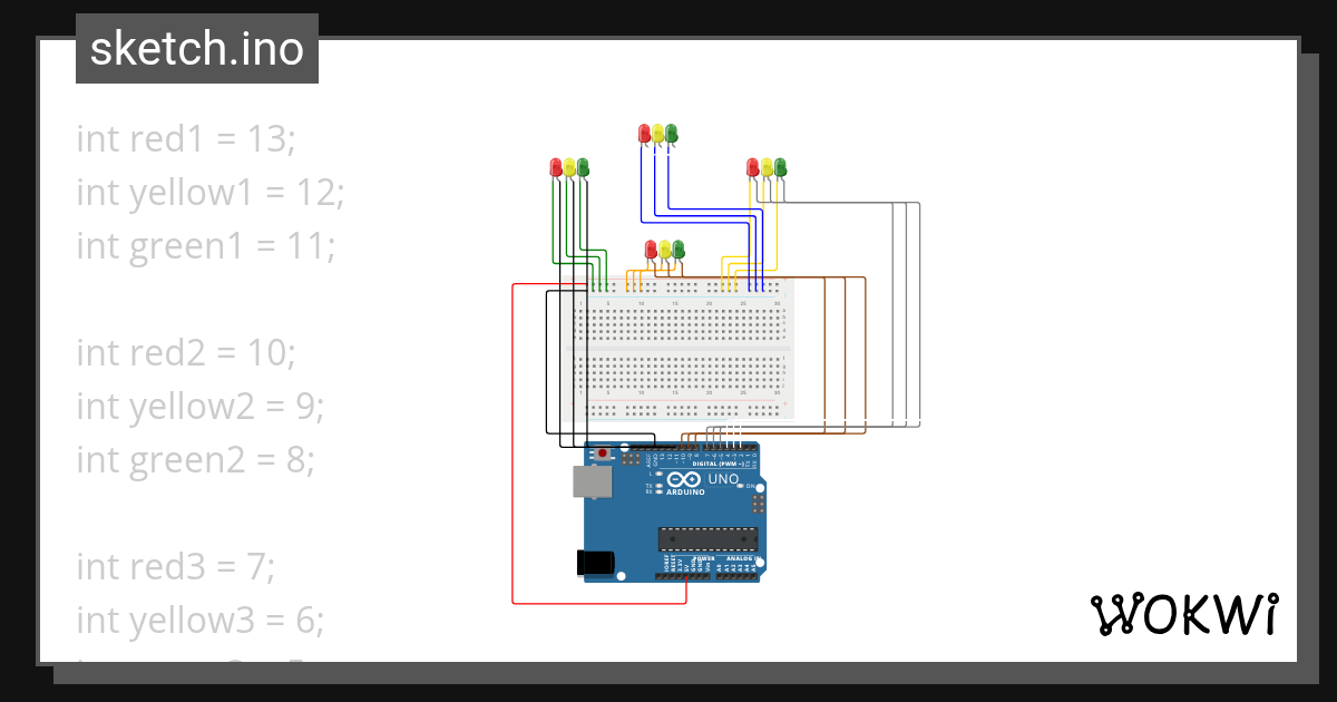 Traffic lights - YORRO - Wokwi ESP32, STM32, Arduino Simulator