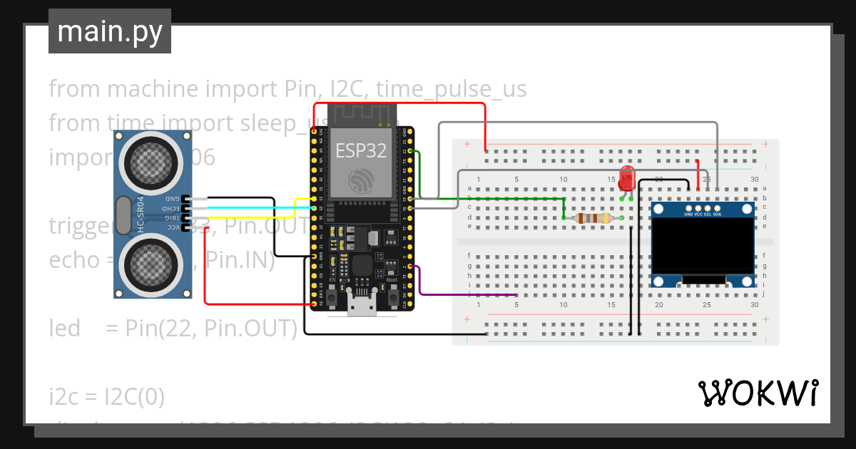 Ultrasonic Sensor - Wokwi ESP32, STM32, Arduino Simulator
