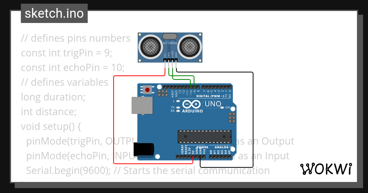 ultrasonic sensor - Wokwi ESP32, STM32, Arduino Simulator