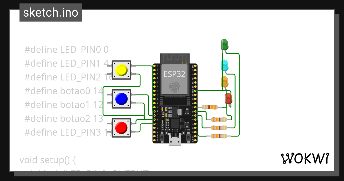 Tarefa do dia 2/5 do Chaves - Wokwi ESP32, STM32, Arduino Simulator