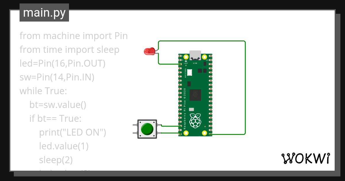 Simulation of Controlling led with switch for micropython on raspberry ...