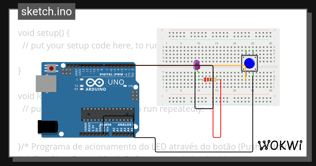 aperte para acionar - Wokwi ESP32, STM32, Arduino Simulator