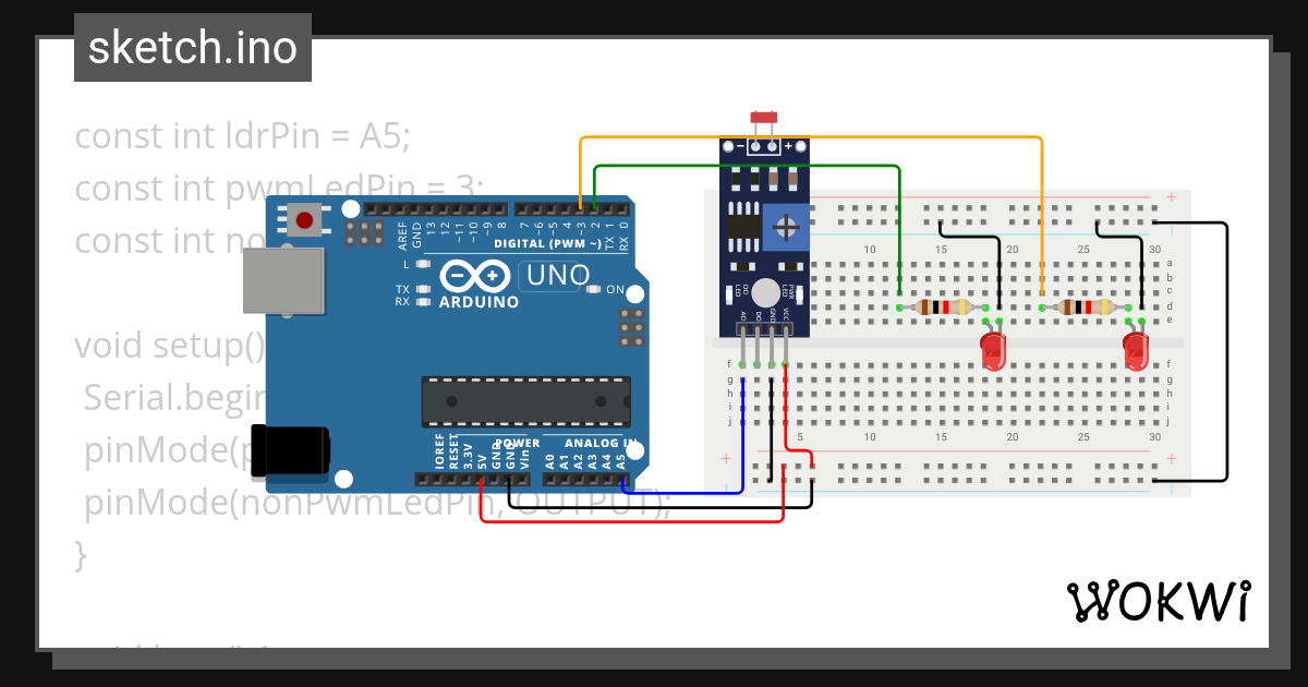 Sensor LDR - Wokwi ESP32, STM32, Arduino Simulator