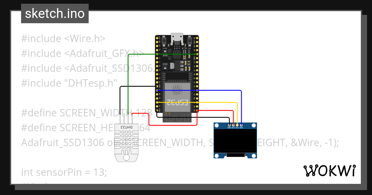 oled dht - Wokwi ESP32, STM32, Arduino Simulator