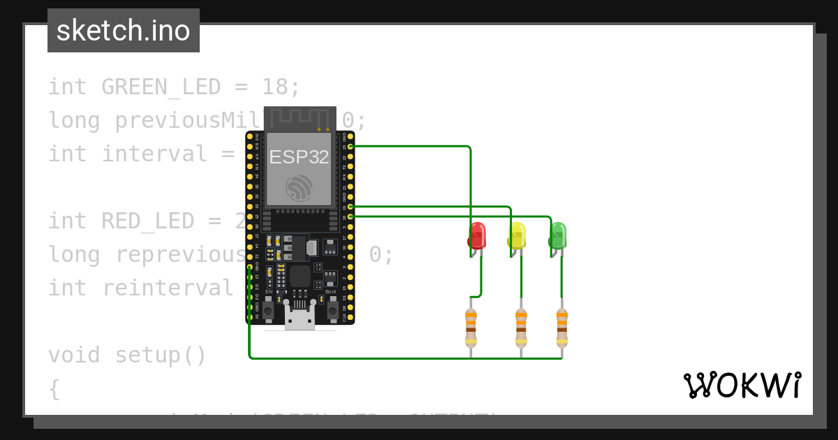Blinking 3 Leds At Different Timing Wokwi Esp32 Stm32 Arduino Simulator 9320