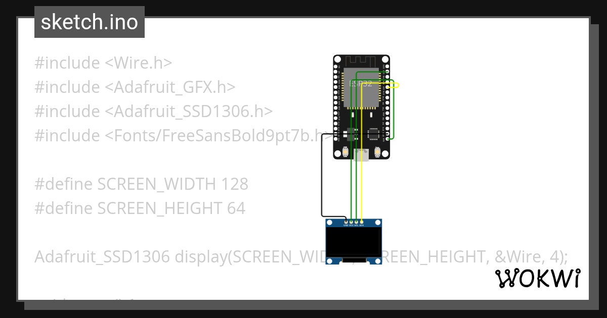 OLED 128x64 nombres CopyXXXX - Wokwi ESP32, STM32, Arduino Simulator