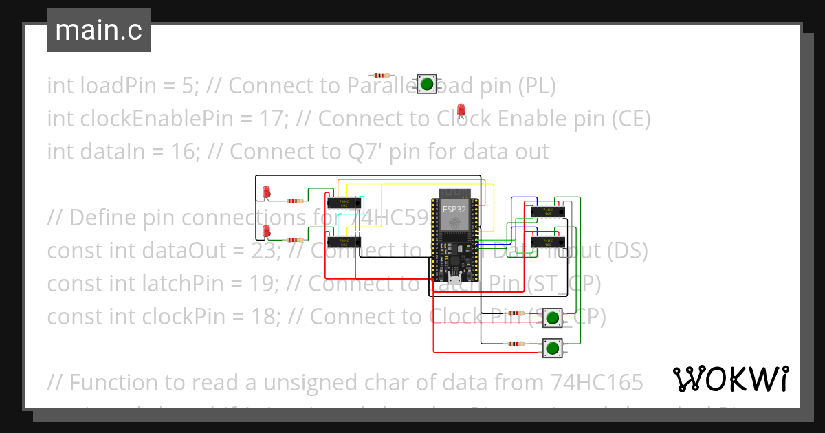cascaded registers - Wokwi ESP32, STM32, Arduino Simulator