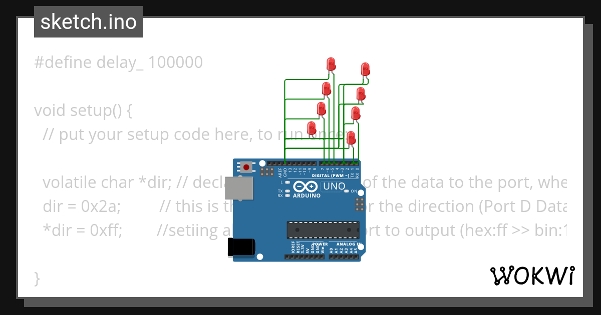 Arduino_bare_metal_LED_shifting - Wokwi ESP32, STM32, Arduino Simulator
