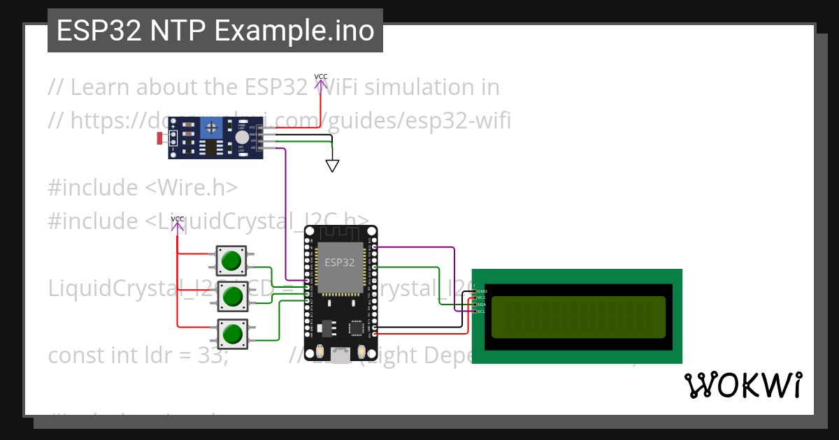 ESP32 LCD Clock.ino - Wokwi ESP32, STM32, Arduino Simulator