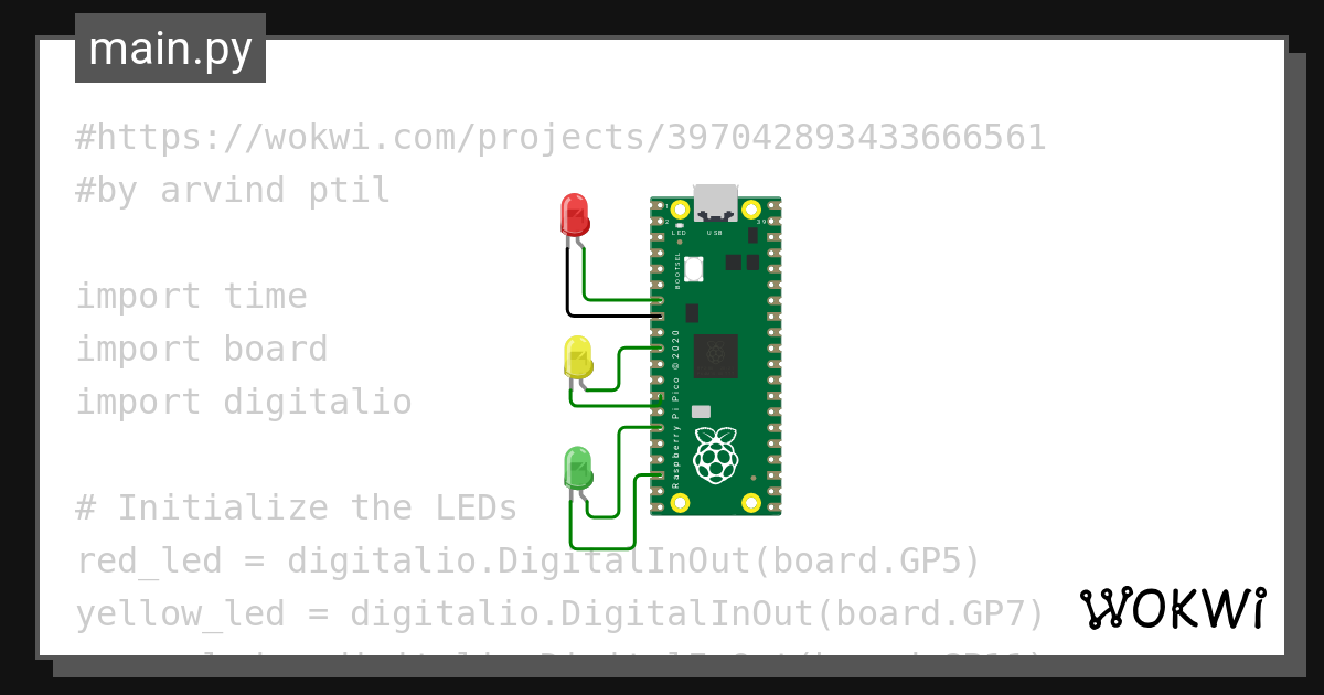 Trafic Light Control Circuit Python Wokwi Esp32 Stm32 Arduino Simulator