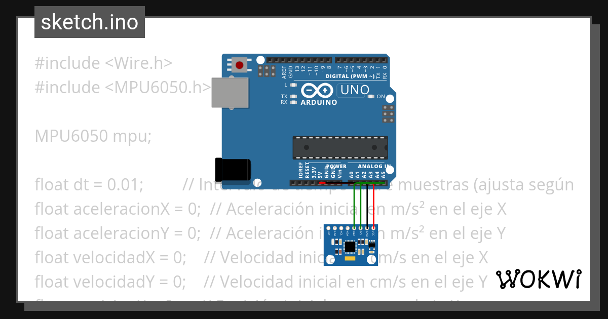 MPU6050 Posicion y Velocidad Copy - Wokwi ESP32, STM32, Arduino Simulator