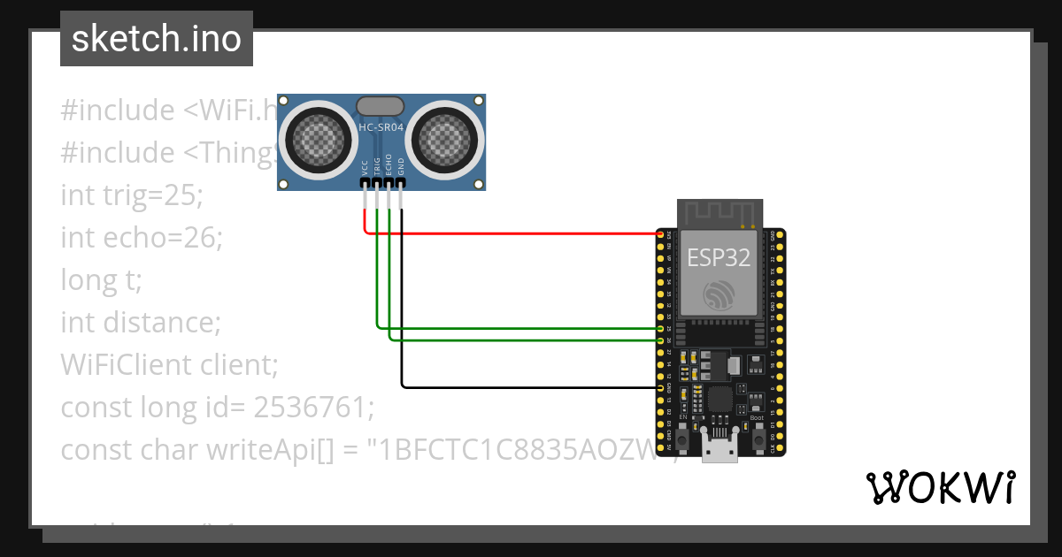 ultrasonic project - Wokwi ESP32, STM32, Arduino Simulator