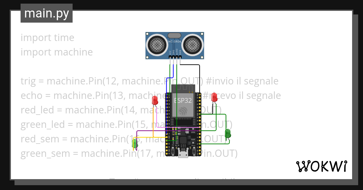 ultrasuoni - Wokwi ESP32, STM32, Arduino Simulator