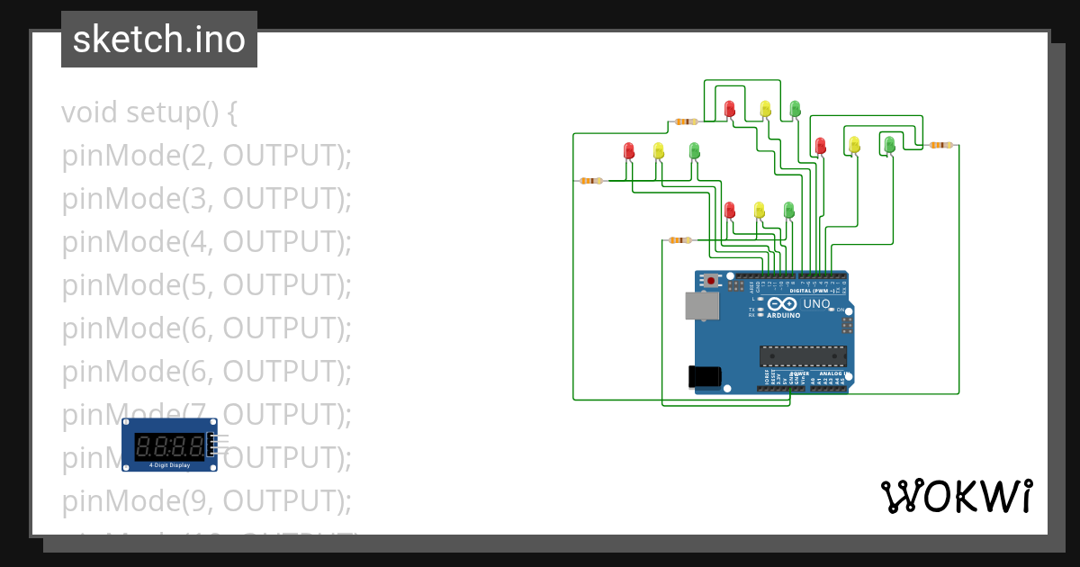 Trafic Ligth Arjuna Wokwi Esp32 Stm32 Arduino Simulator 8914