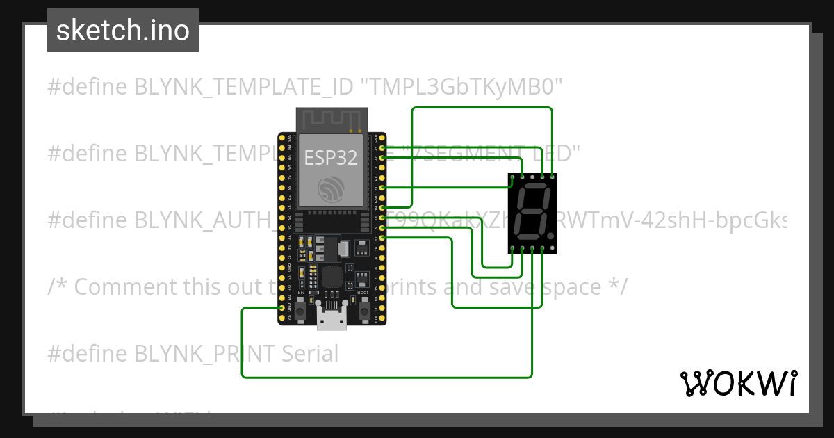 7 segment led(project7) - Wokwi ESP32, STM32, Arduino Simulator