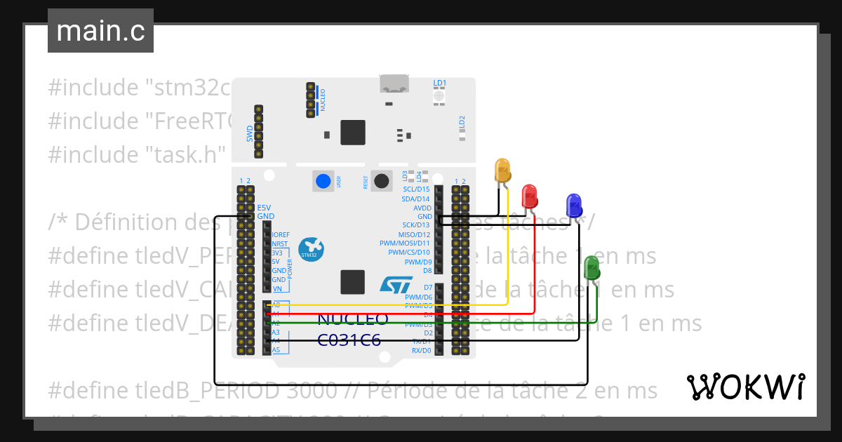 STM32 FreeRtos optimise avec pointeurs - Wokwi ESP32, STM32, Arduino Simulator