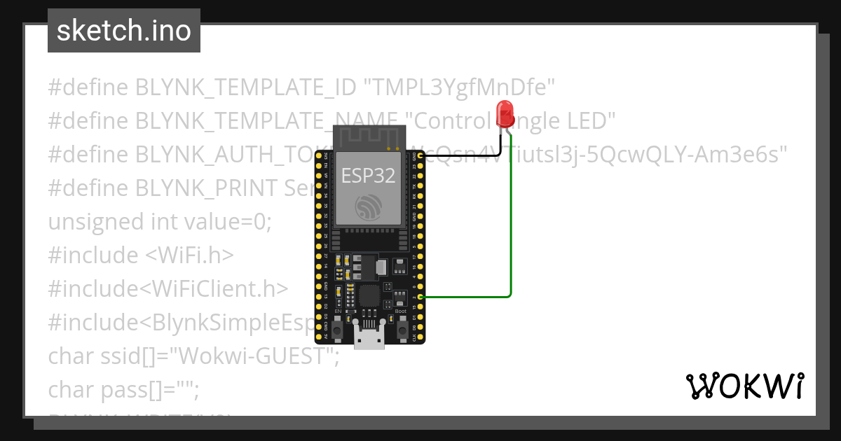 cloud with LED - Wokwi ESP32, STM32, Arduino Simulator