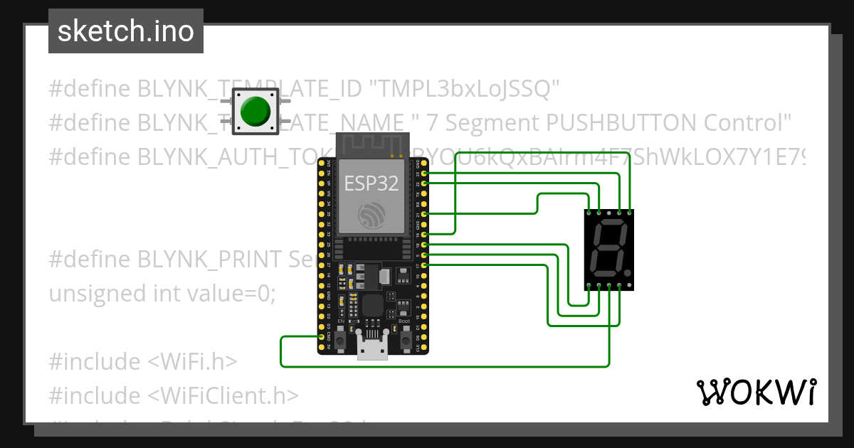 Segment Pushbutton Wokwi Esp32 Stm32 Arduino Simulator 3563