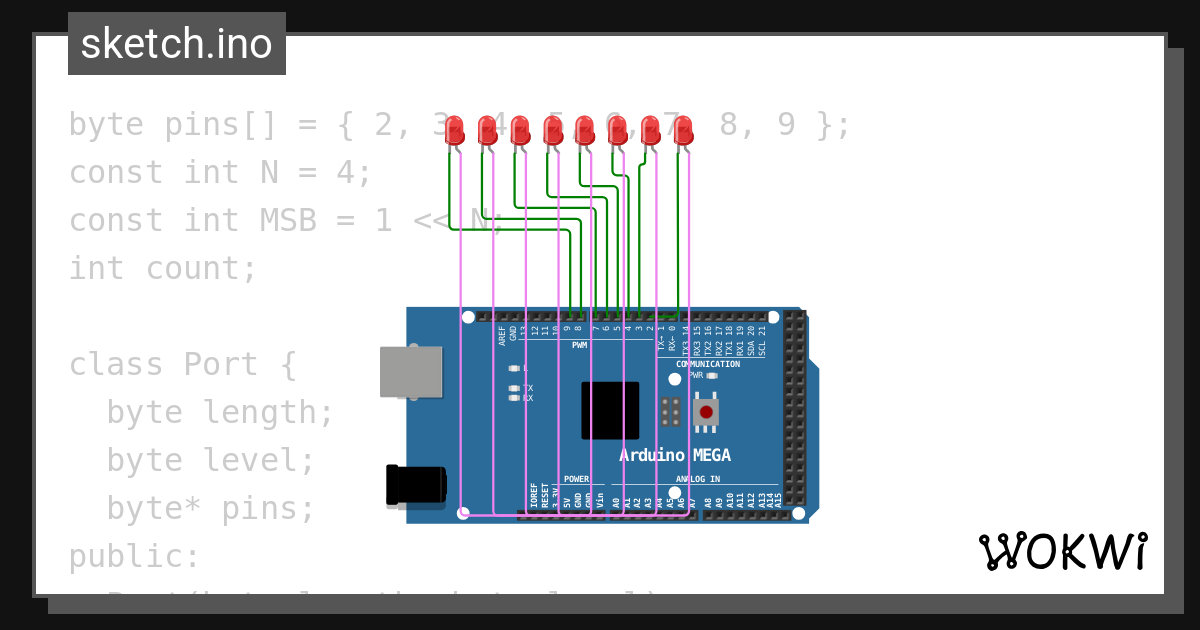 8 Led Don Duong Chung Wokwi Esp32 Stm32 Arduino Simulator 