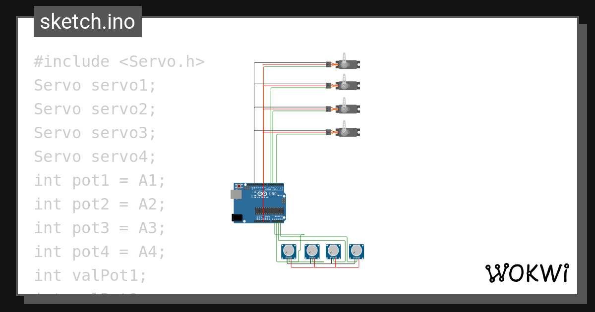 Adit Pengendali 4 Servo Wokwi Esp32 Stm32 Arduino Simulator