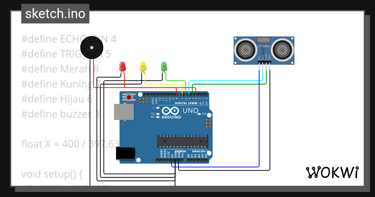 Mendeteksi Banjir(Buzzer&Ultrasonic) - Wokwi ESP32, STM32, Arduino Simulator