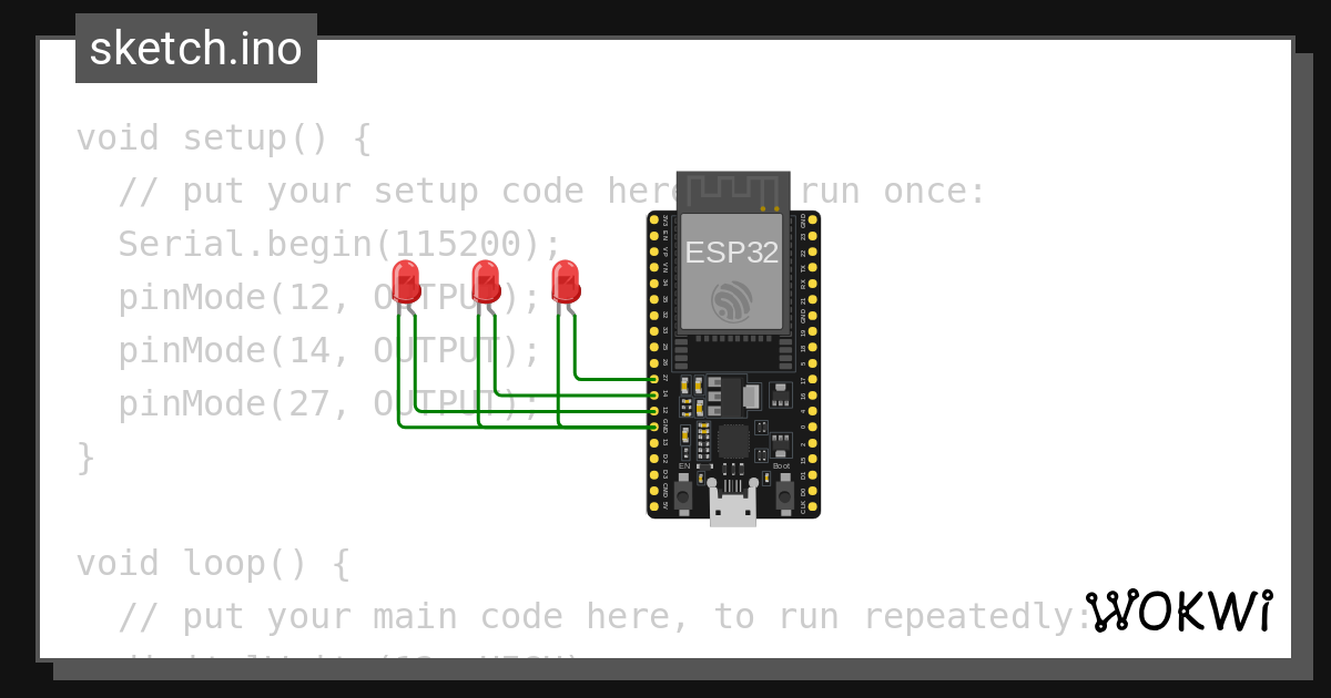 3led Wokwi Esp32 Stm32 Arduino Simulator