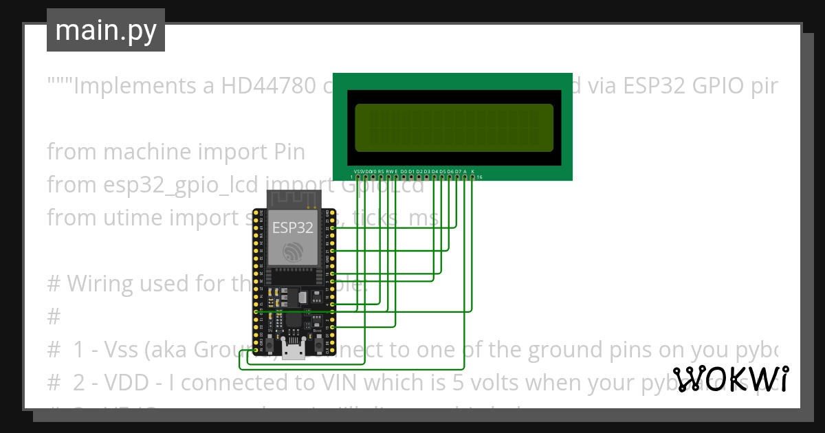 LCD withnot Interface - Wokwi ESP32, STM32, Arduino Simulator