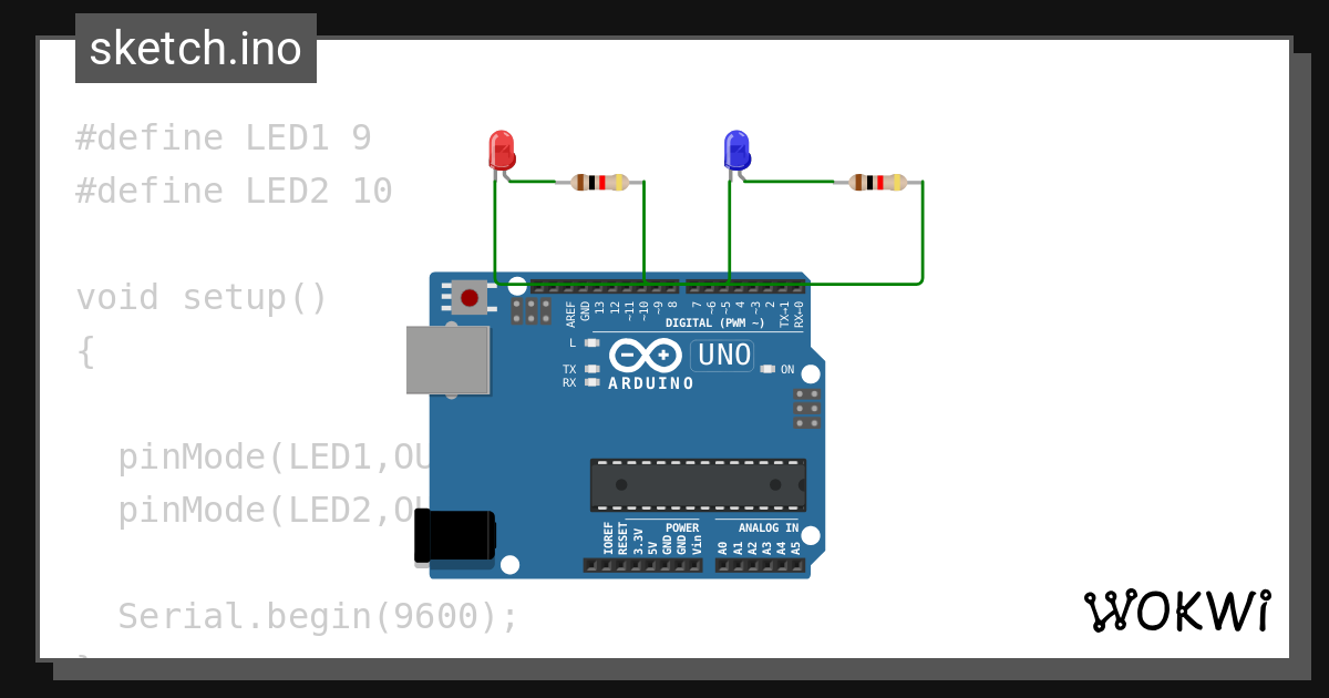 2 Leds Turn On At Same Time Wokwi Esp32 Stm32 Arduino Simulator