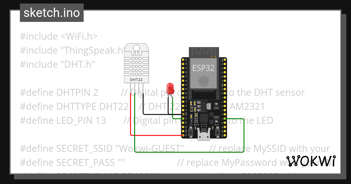 project thingspeak - Wokwi ESP32, STM32, Arduino Simulator
