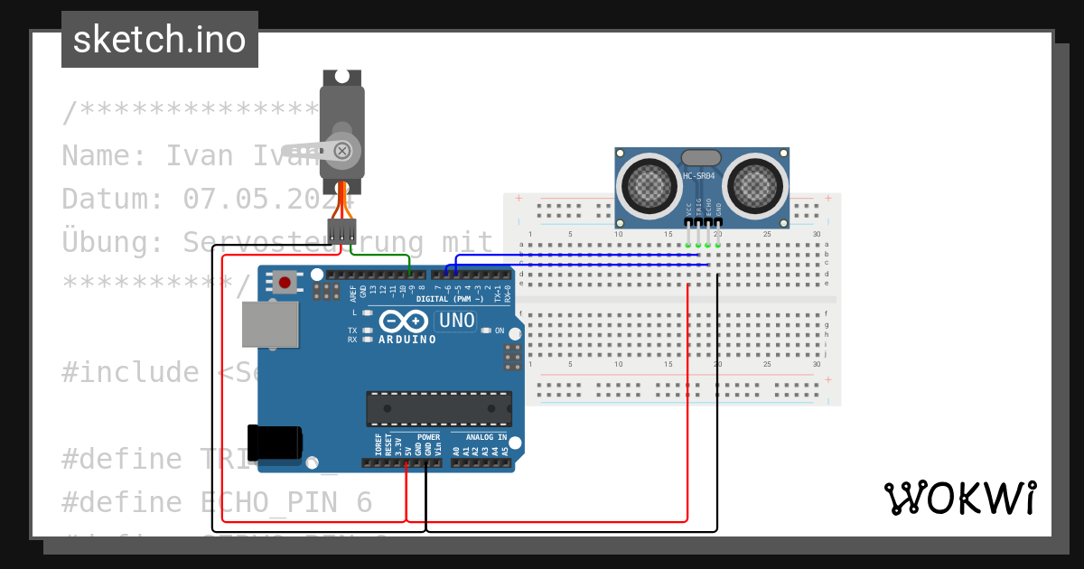 Servosteuerung Mit Abstandssensor Wokwi Esp32 Stm32 Arduino Simulator