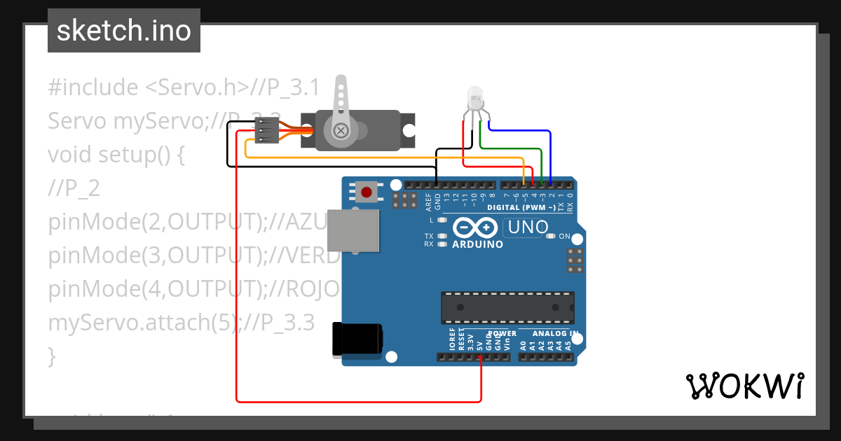 MODULO RGB + SERVO - Wokwi ESP32, STM32, Arduino Simulator