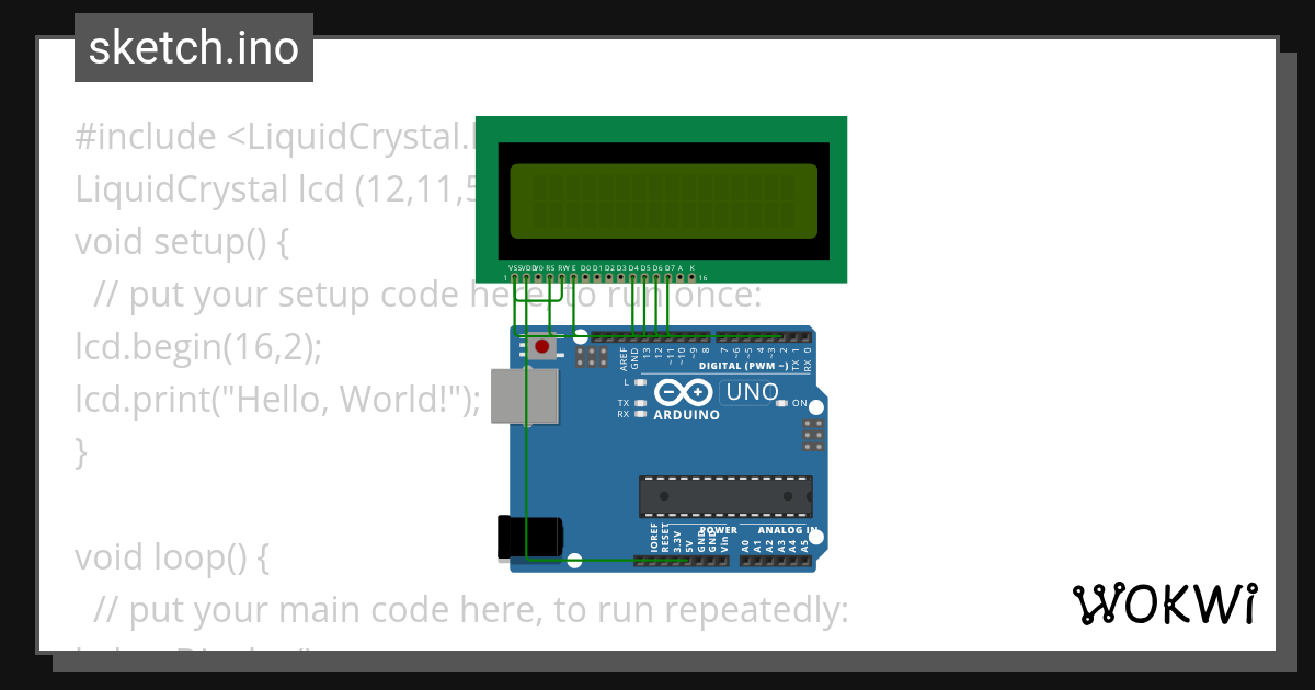 Percobaan 6.1 LCD - Wokwi ESP32, STM32, Arduino Simulator Percobaan 6.1 LCD - Wokwi ESP32, STM32, Arduino Simulator