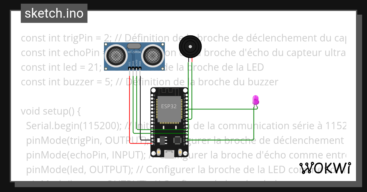 Sensor Distance + Buzzer + Led Copy (2) - Wokwi ESP32, STM32, Arduino Simulator