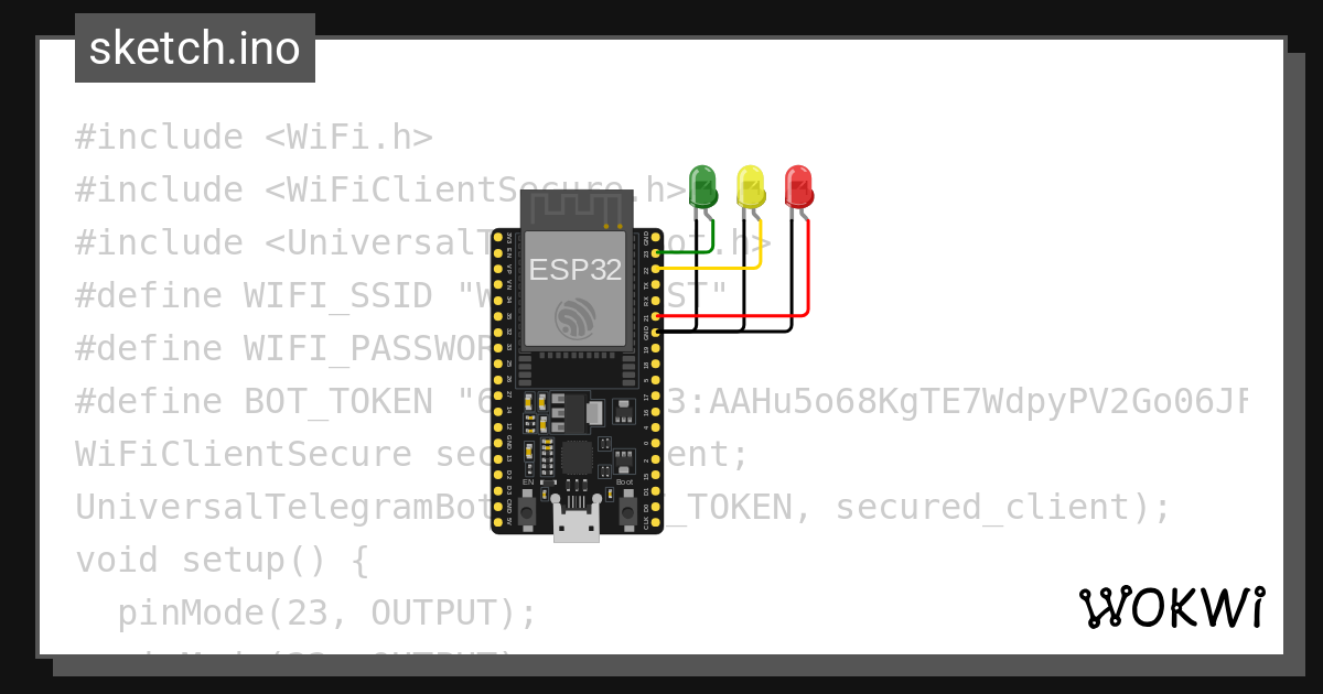 Telegram bot - Traffic light - Wokwi ESP32, STM32, Arduino Simulator Telegram bot - Traffic light - Wokwi ESP32, STM32, Arduino Simulator