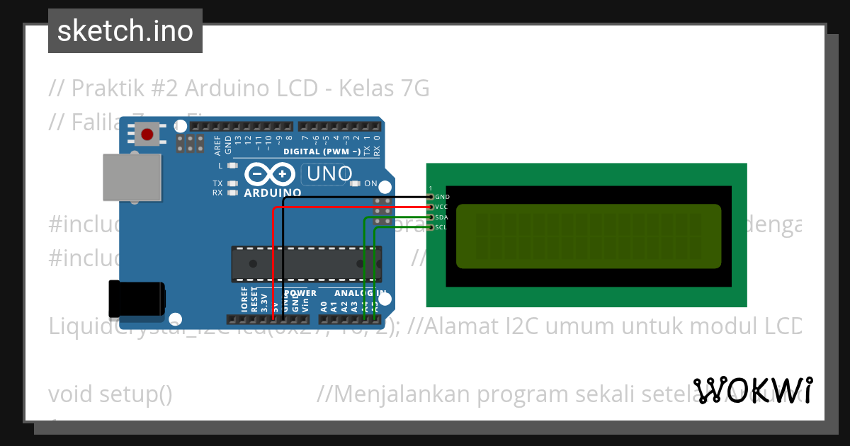 Praktik Arduino Uno 2 LCD - Zara - Wokwi ESP32, STM32, Arduino Simulator