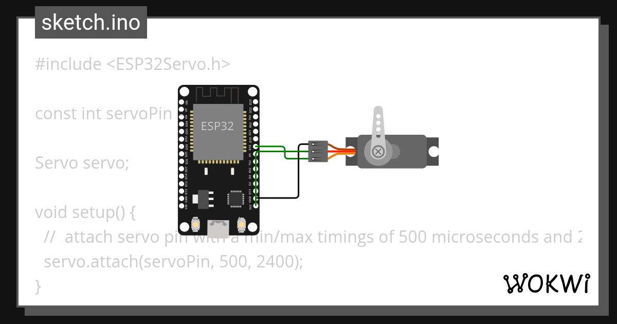 Interfacing Servo Motor with ESP32 Copy - Wokwi ESP32, STM32, Arduino Simulator