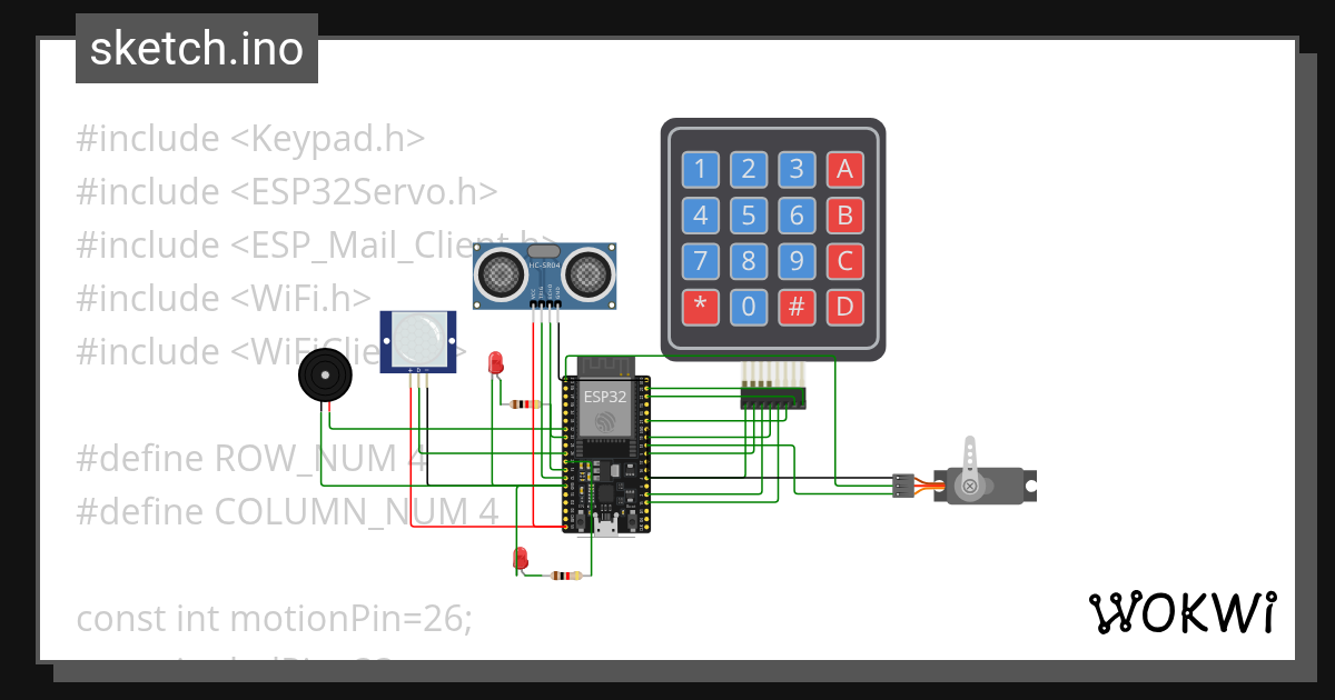 AUTOMATED DOOR LOCK - Wokwi ESP32, STM32, Arduino Simulator