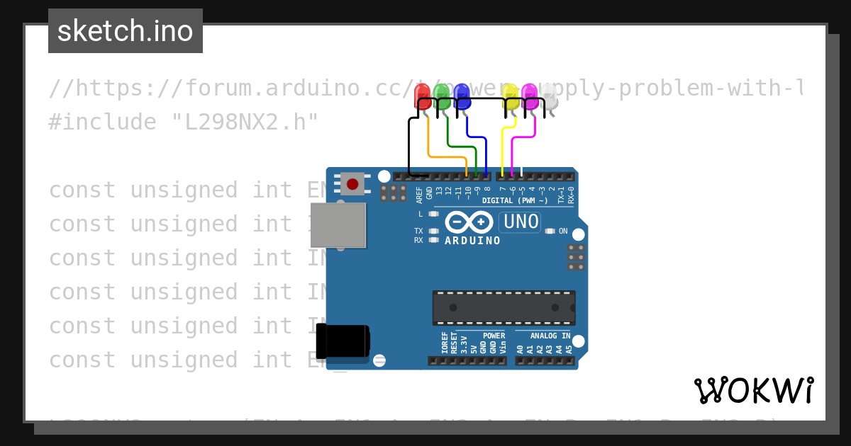 L298 Wokwi Esp32 Stm32 Arduino Simulator