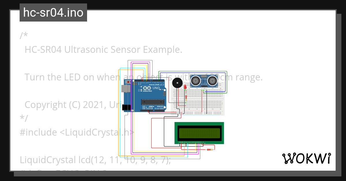 ultrasonic with buzzer & led & 16X2 display - Wokwi ESP32, STM32 ... ultrasonic with buzzer & led & 16X2 display - Wokwi ESP32, STM32 ...