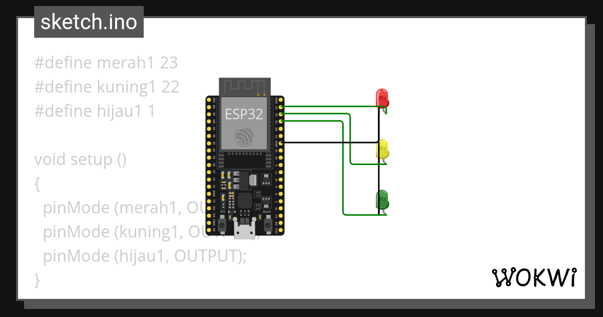 Traffic Ligh Wokwi Esp32 Stm32 Arduino Simulator 