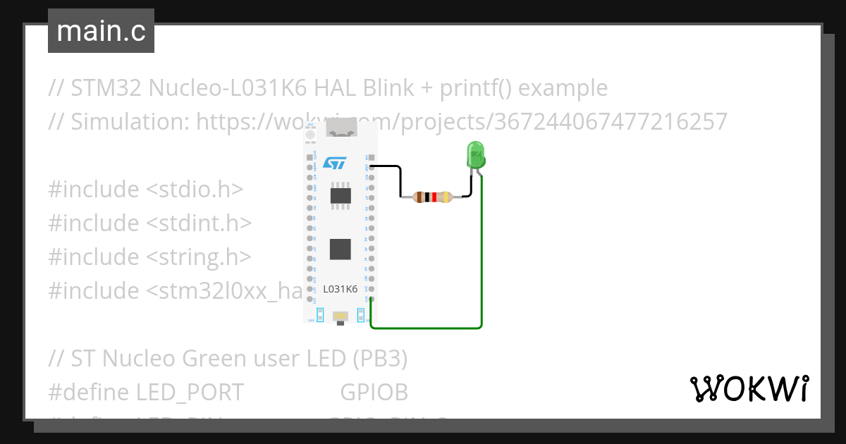 ST Nucleo L031 - HAL - Wokwi ESP32, STM32, Arduino Simulator