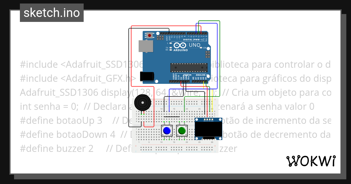 PAINEL DE SENHA OLED - Wokwi ESP32, STM32, Arduino Simulator