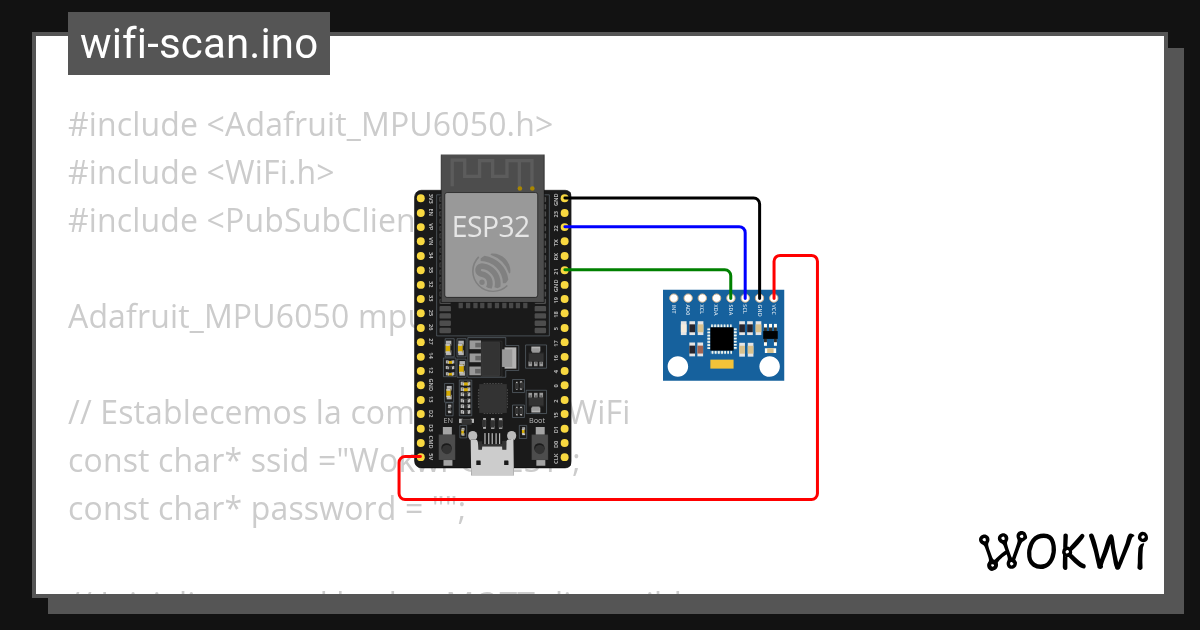 ESP32 with MPU-6050 and MQTT(Adafruit1) - Wokwi ESP32, STM32, Arduino Simulator