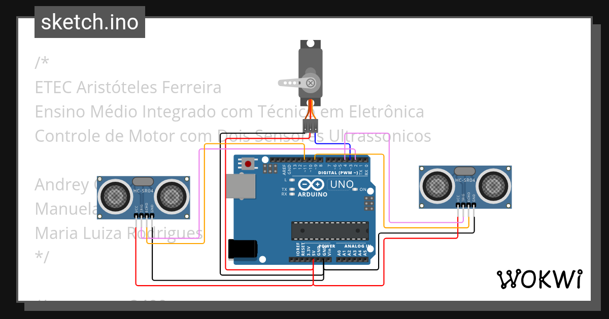 copy 2 Controle de Motor com Dois Sensores Ultrassonicos - Wokwi ESP32, STM32, Arduino Simulator